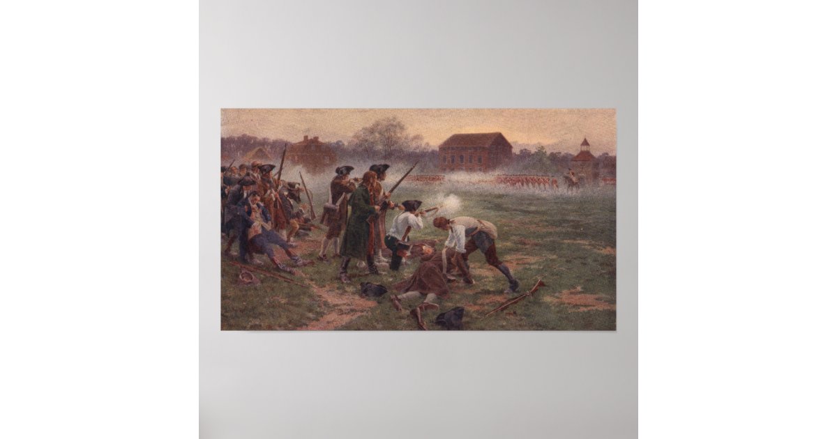 Painting of Line battle in American Revolutionary Poster | Zazzle