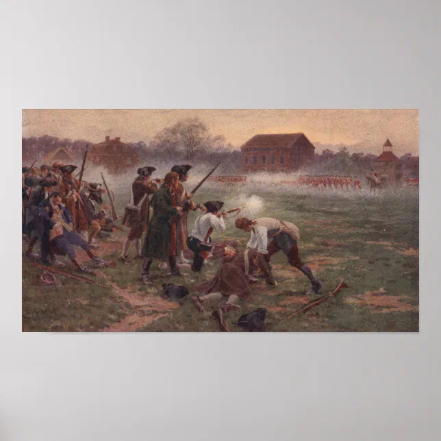 Painting of Line battle in American Revolutionary Poster | Zazzle