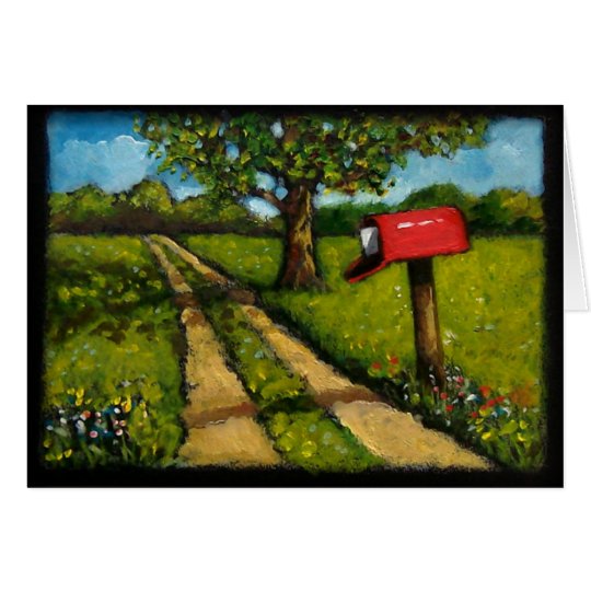 Painting of Red Country Mailbox Along Lane | Zazzle.com