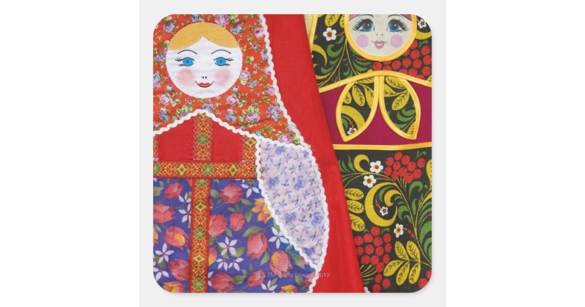 Painting of Russian Matryoshka doll Square Sticker | Zazzle