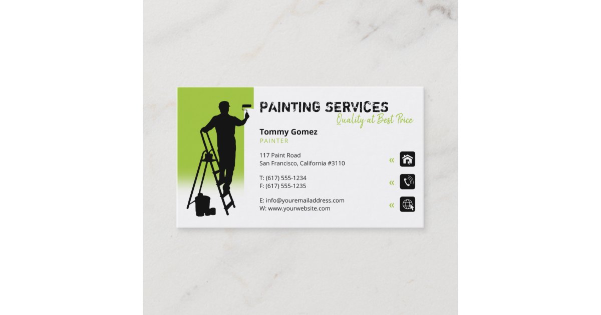 Painting Services | Painter at work light green Business Card | Zazzle