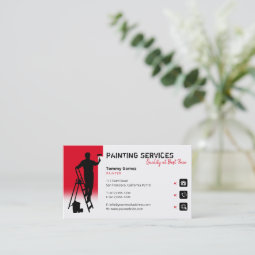Painting Services | Painter at work Red Business Card | Zazzle