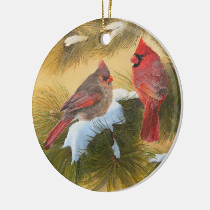 Pair of cardinals ceramic ornament | Zazzle.com