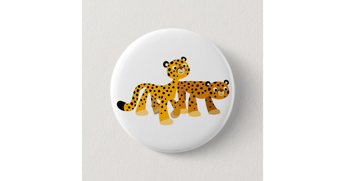 Pair of Cute Cartoon Cheetahs Button Badge | Zazzle