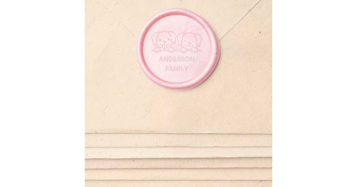 Pair of Labrador Dogs Family Name Wax Seal Sticker | Zazzle