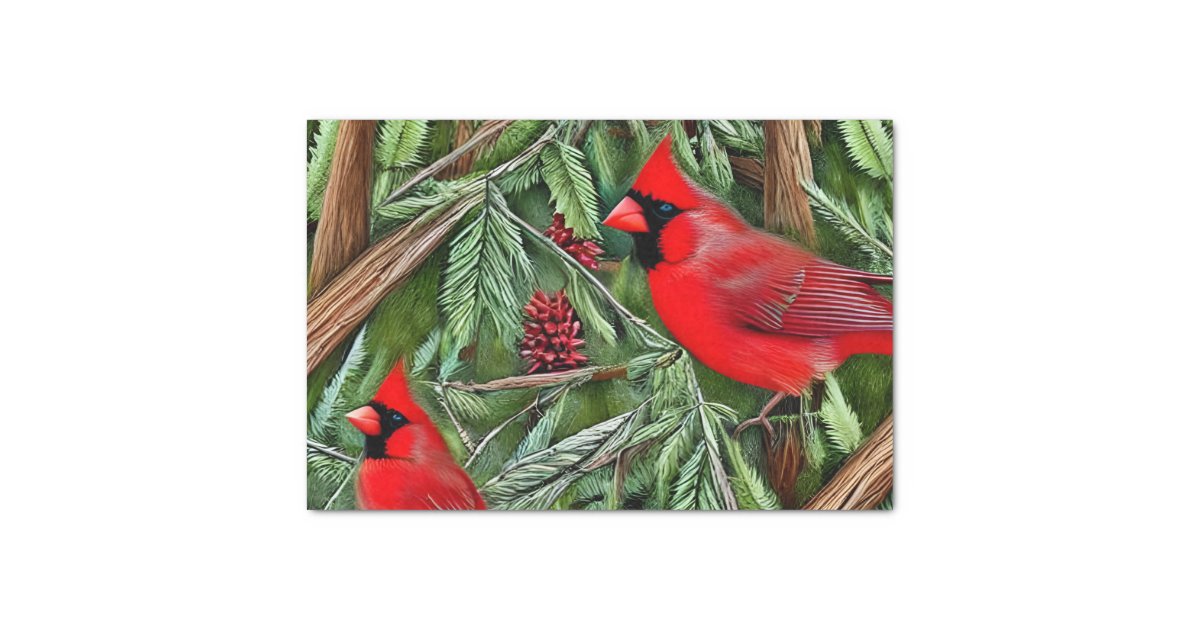 Pair of Majestic Wild Red Cardinals Tissue Paper | Zazzle