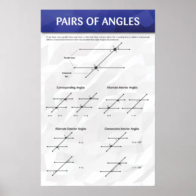 Pairs of Angles Poster | Zazzle