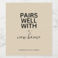 Pairs Well With A New Home - Minimalist Typography Wine Label | Zazzle