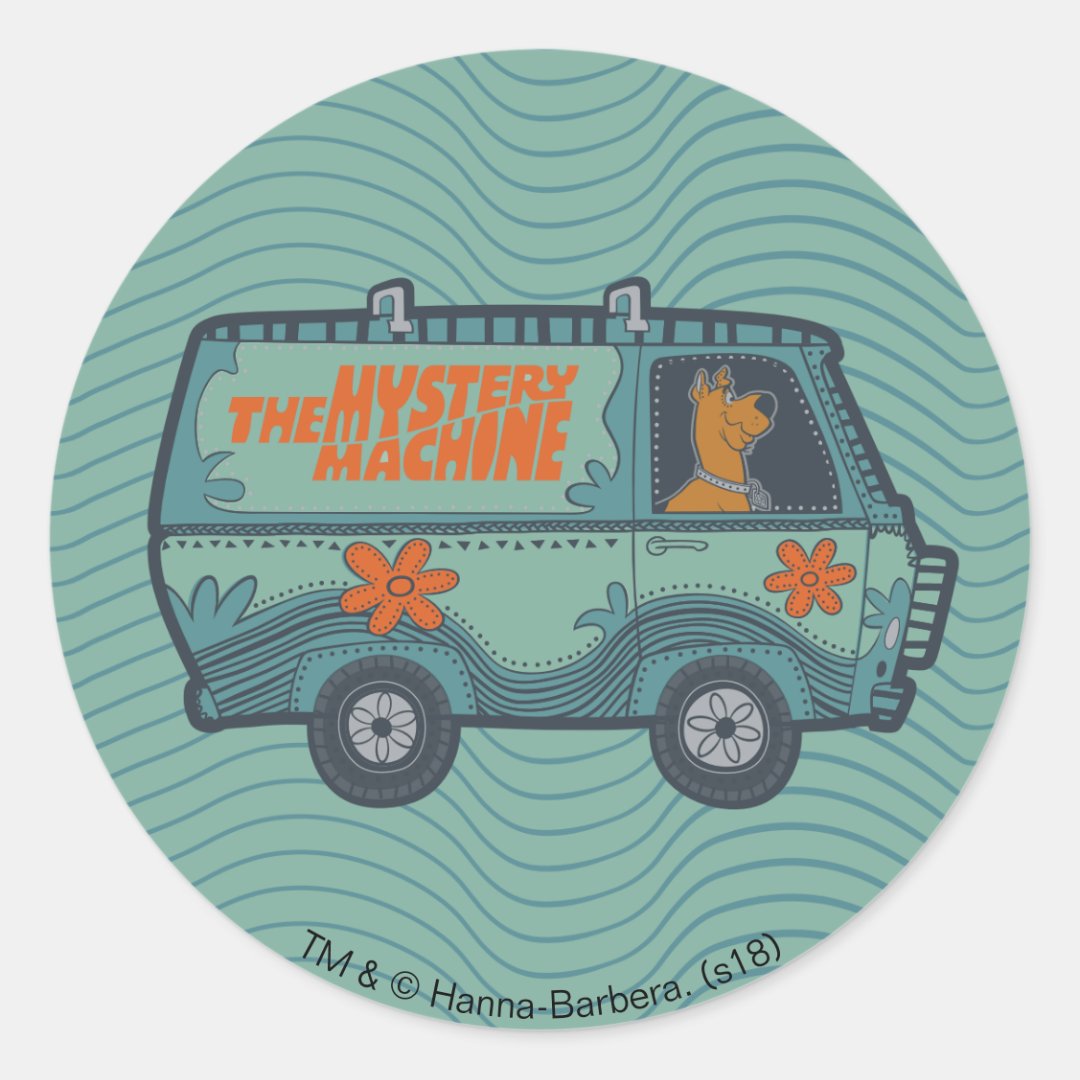 Paisely Scooby-Doo Driving Mystery Machine Classic Round Sticker | Zazzle