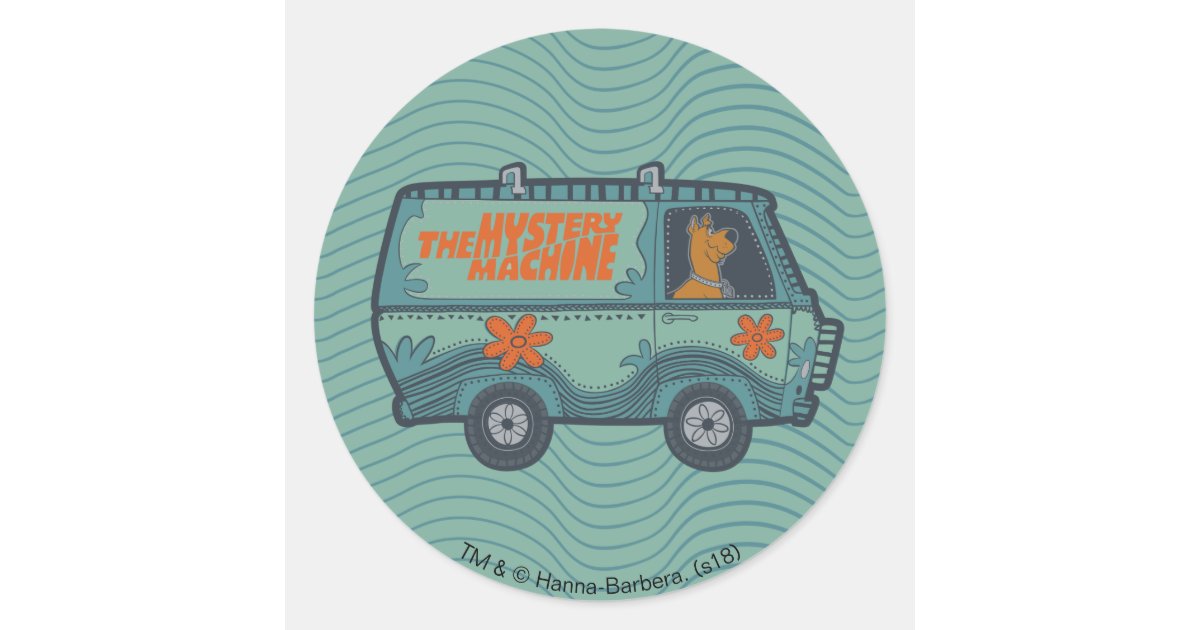 Paisely Scooby-Doo Driving Mystery Machine Classic Round Sticker | Zazzle