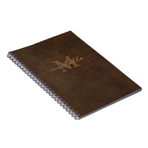 Paisley Embossed Leather Monogram Notebook | Zazzle
