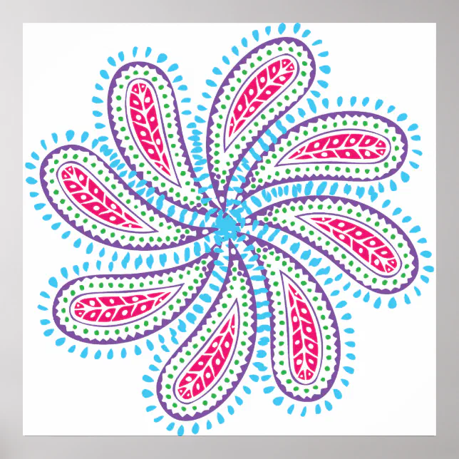 Paisley Flower Poster | Zazzle