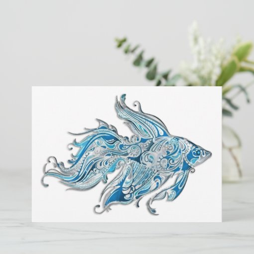 Paisley Flowing Fish Invitation | Zazzle
