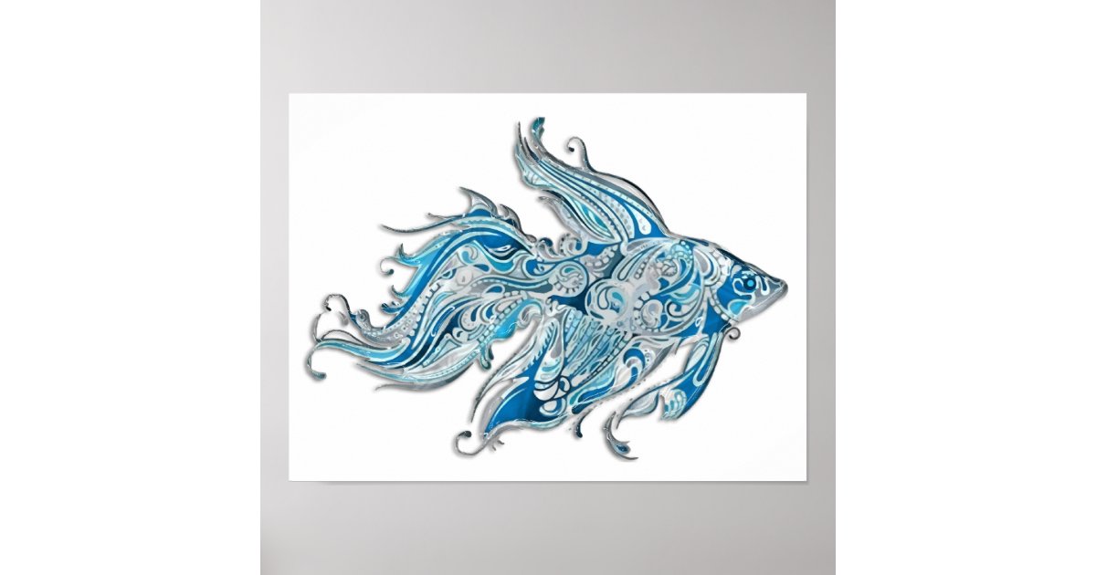 Paisley Flowing Fish Poster | Zazzle