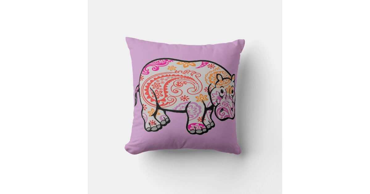 Paisley Hippo Pillow | Zazzle