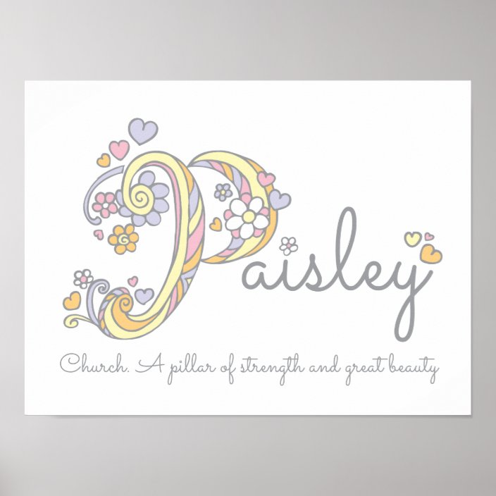 Paisley monogram art girls name and meaning poster | Zazzle.com