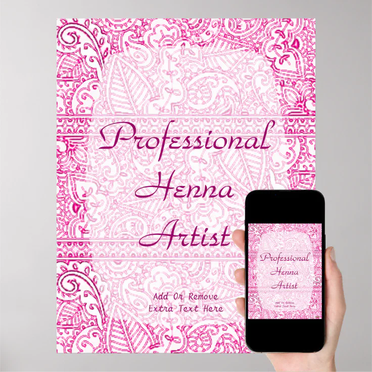 Paisley Passion - Pink (Henna) Poster | Zazzle
