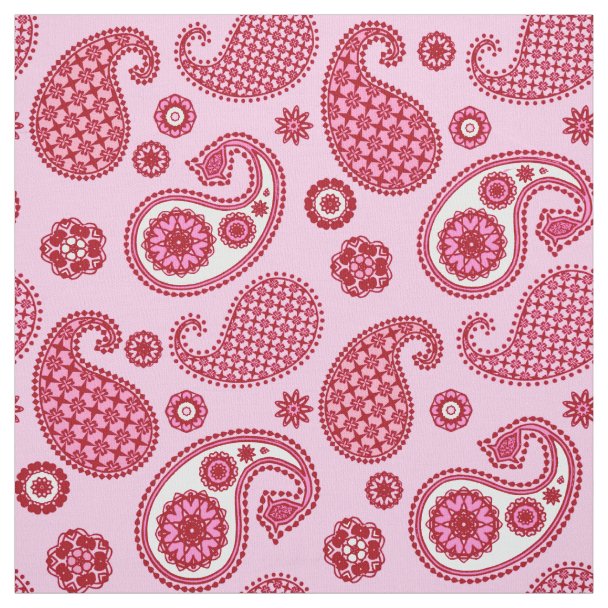 Paisley pattern, fuchsia pink, purple and white fabric | Zazzle