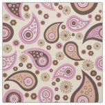 Pink and Brown Floral Pattern Fabric | Zazzle