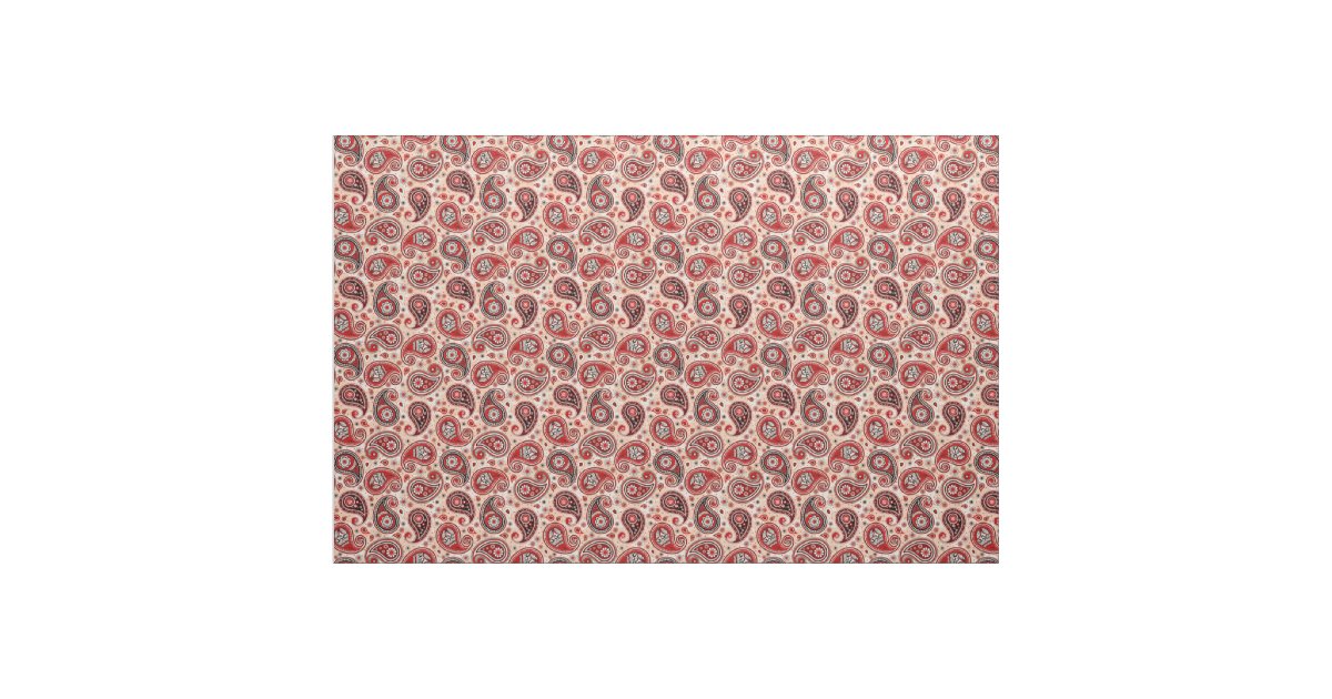 Paisley pattern red maroon color fabric | Zazzle