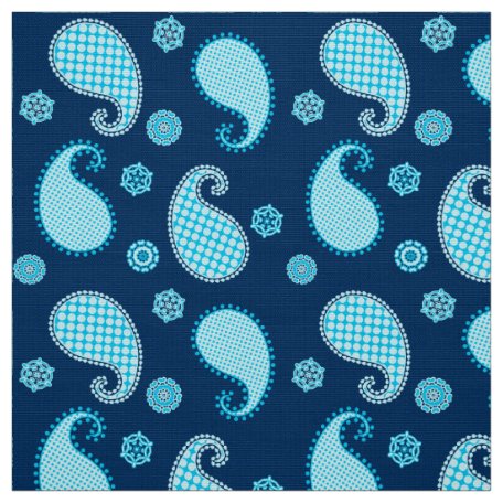 Elegant dark blue paisley pattern fabric | Zazzle