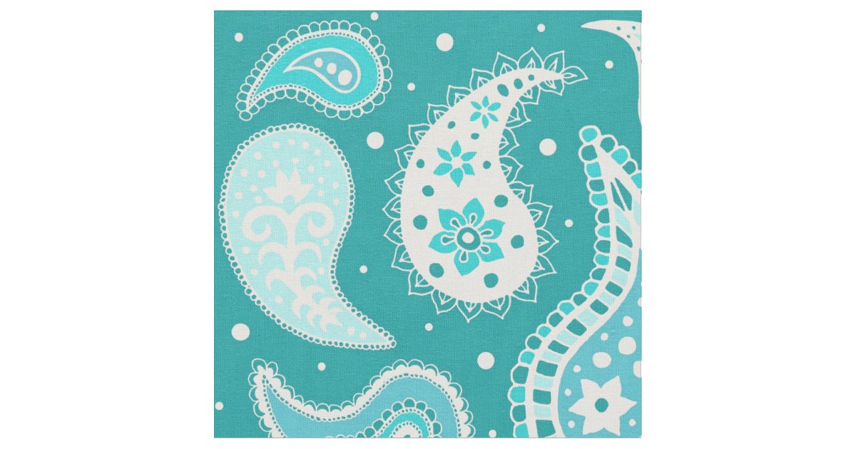 Paisley Pattern Teal Blue Turquoise Fabric | Zazzle