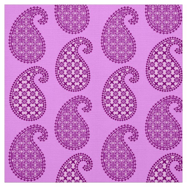 Paisley pattern, fuchsia pink, purple and white fabric | Zazzle