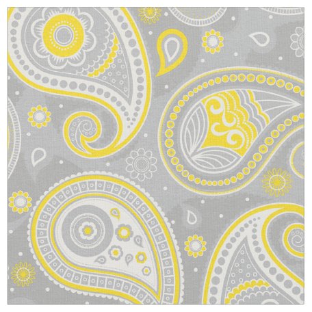 Paisley pattern yellow color fabric | Zazzle
