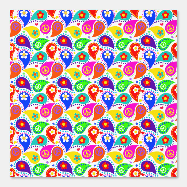 Paisley Peace Signs Flowers Bright and Beautiful Wallpaper | Zazzle