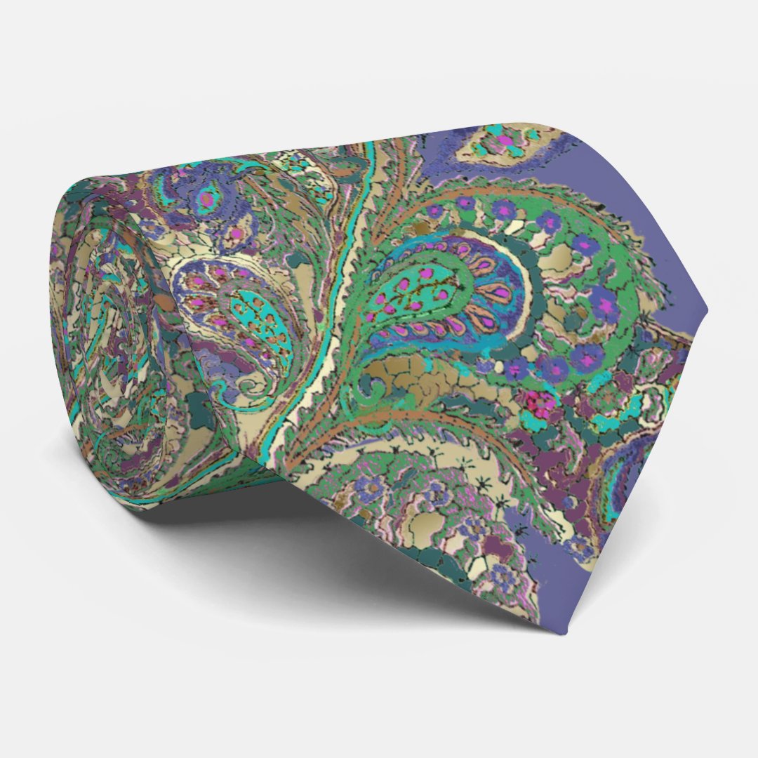 Paisley Peacock Colors Wedding Tie | Zazzle