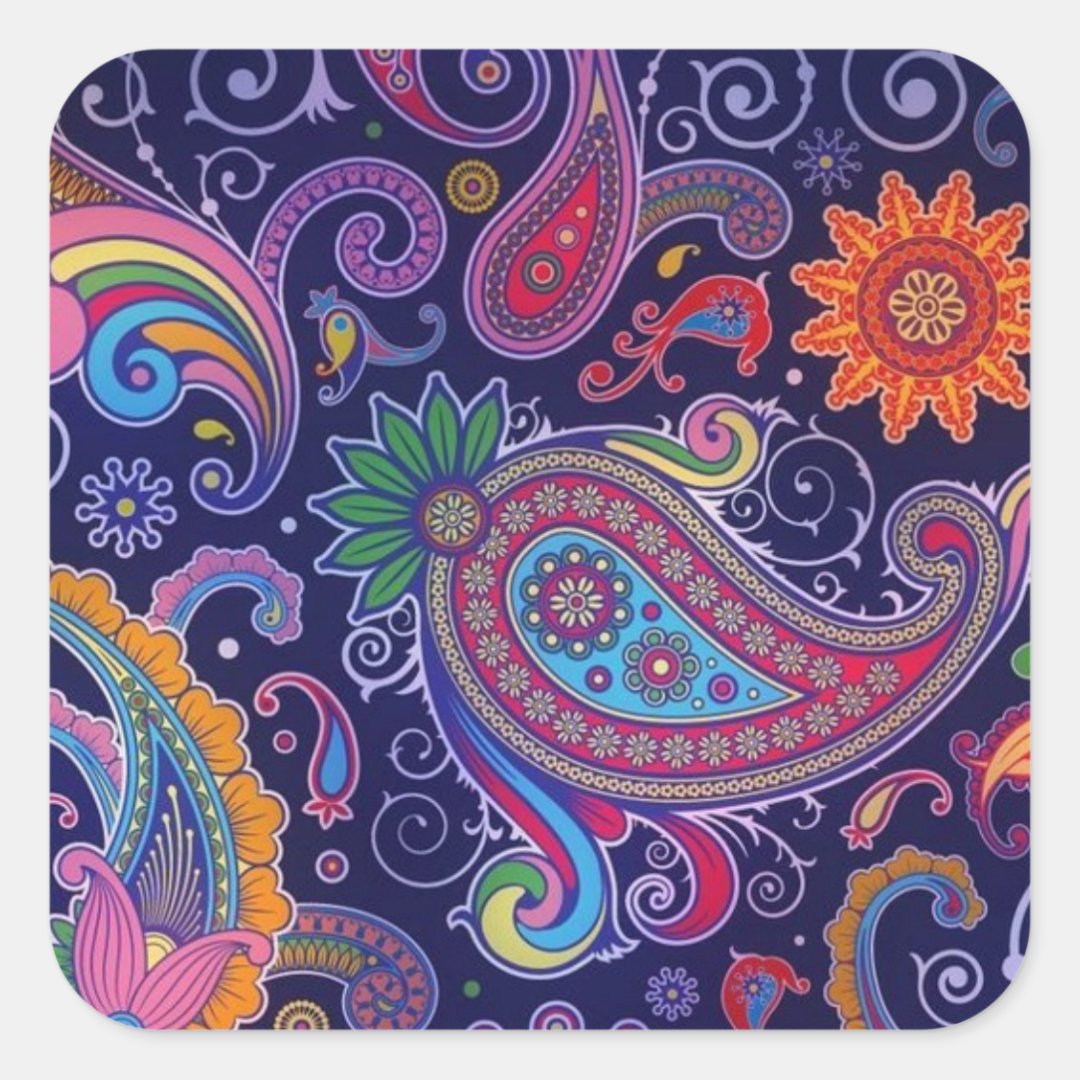 Paisley Purple pink Square Sticker | Zazzle