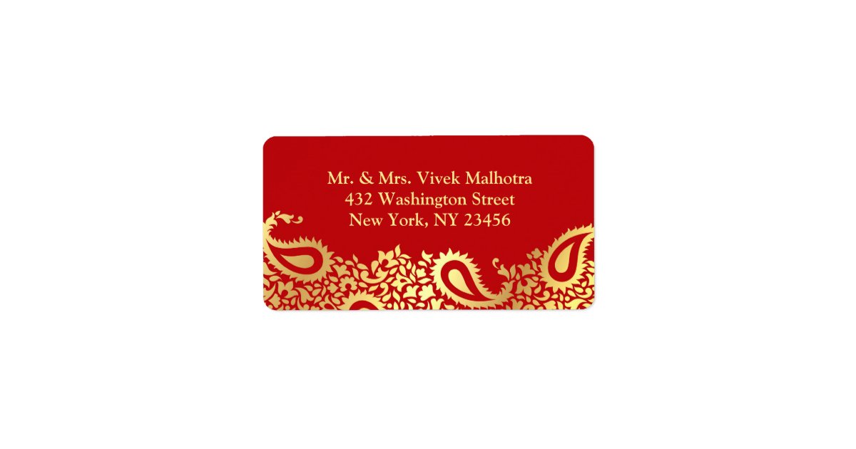 Paisleys Elegant Indian Shipping Address Label | Zazzle