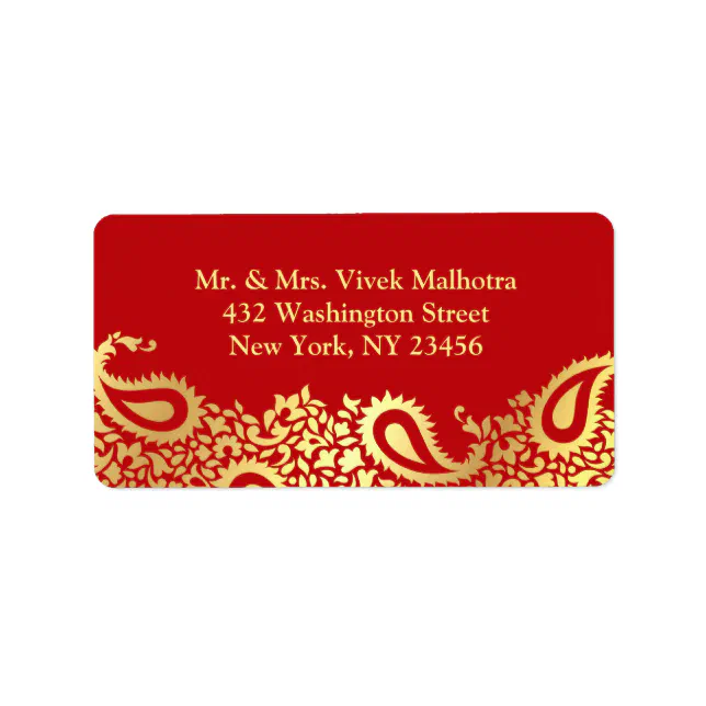 Paisleys Elegant Indian Shipping Address Label | Zazzle