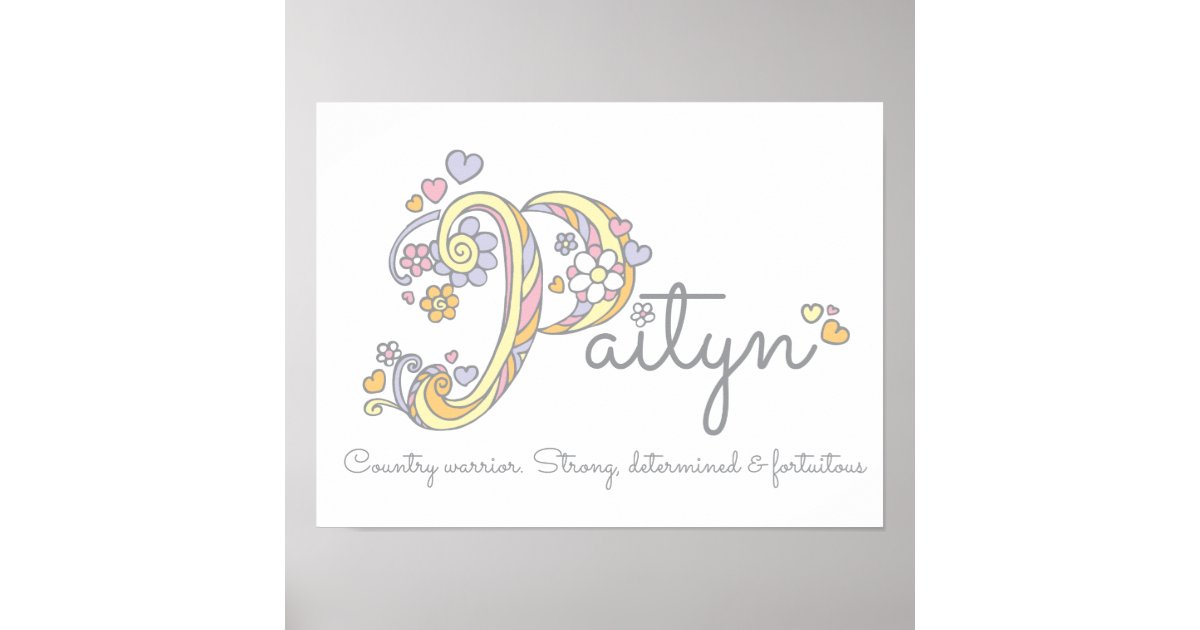 Paityn monogram art girls name and meaning poster | Zazzle