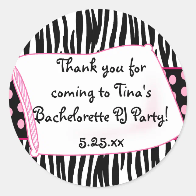 Pajama Party Round Pinks Sticker | Zazzle