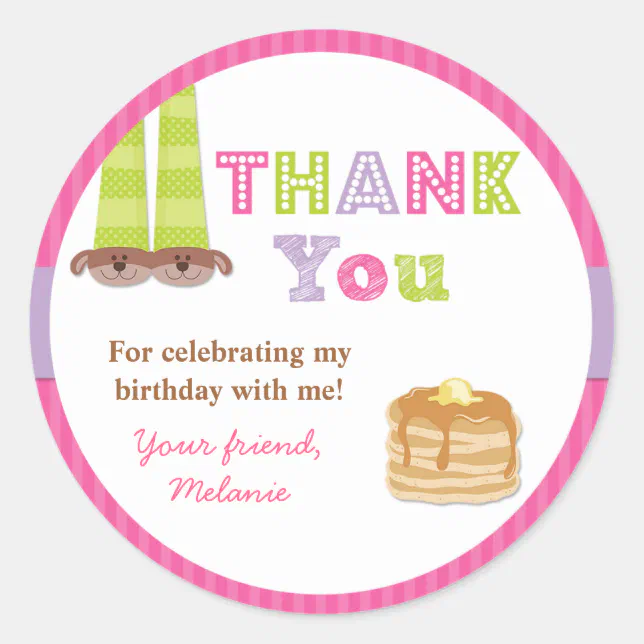 Pajamas and Pancakes Birthday Party Sticker | Zazzle