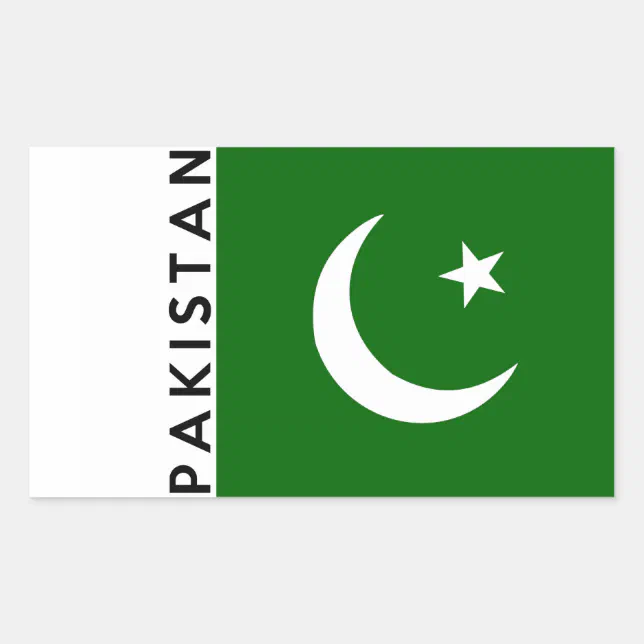 pakistan country flag text name rectangular sticker | Zazzle