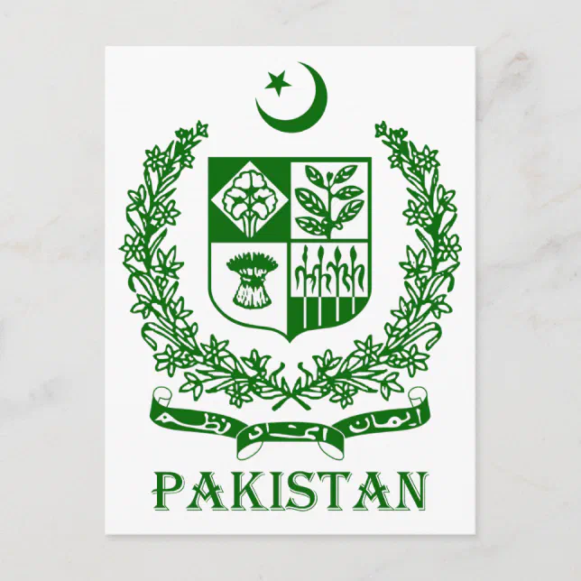 PAKISTAN - emblem/coat of arms/flag/symbol Postcard | Zazzle