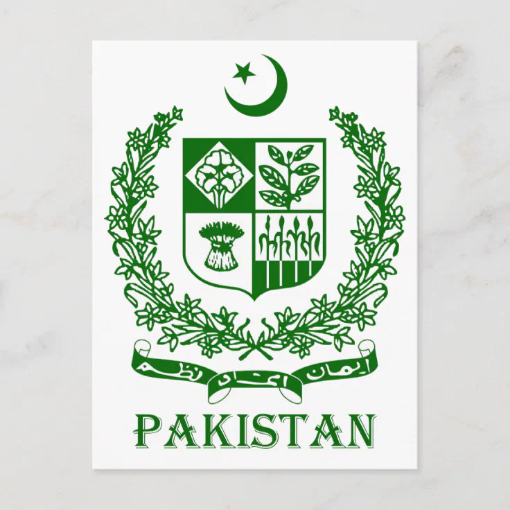 PAKISTAN - emblem/coat of arms/flag/symbol Postcard | Zazzle