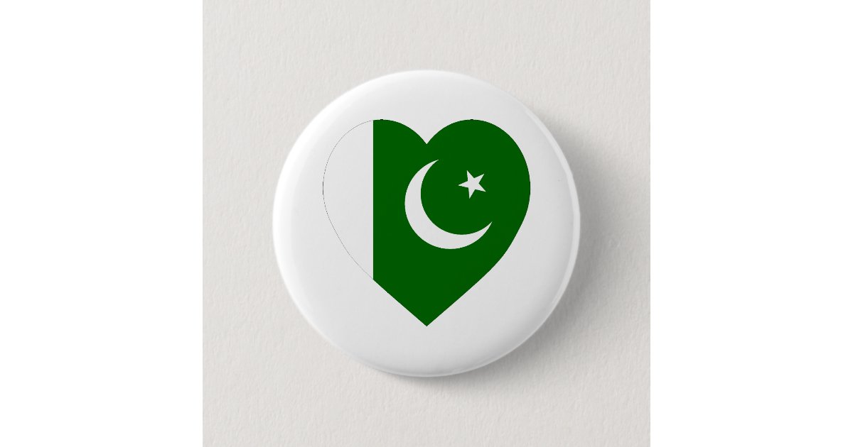 Pakistan Flag Heart Pinback Button | Zazzle