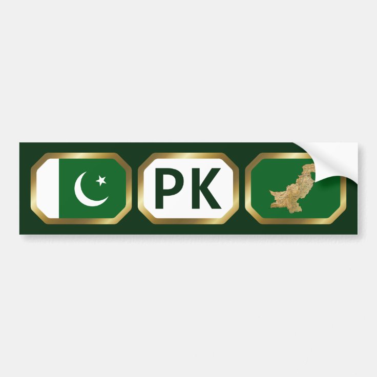 Pakistan Flag Map Code Bumper Sticker | Zazzle