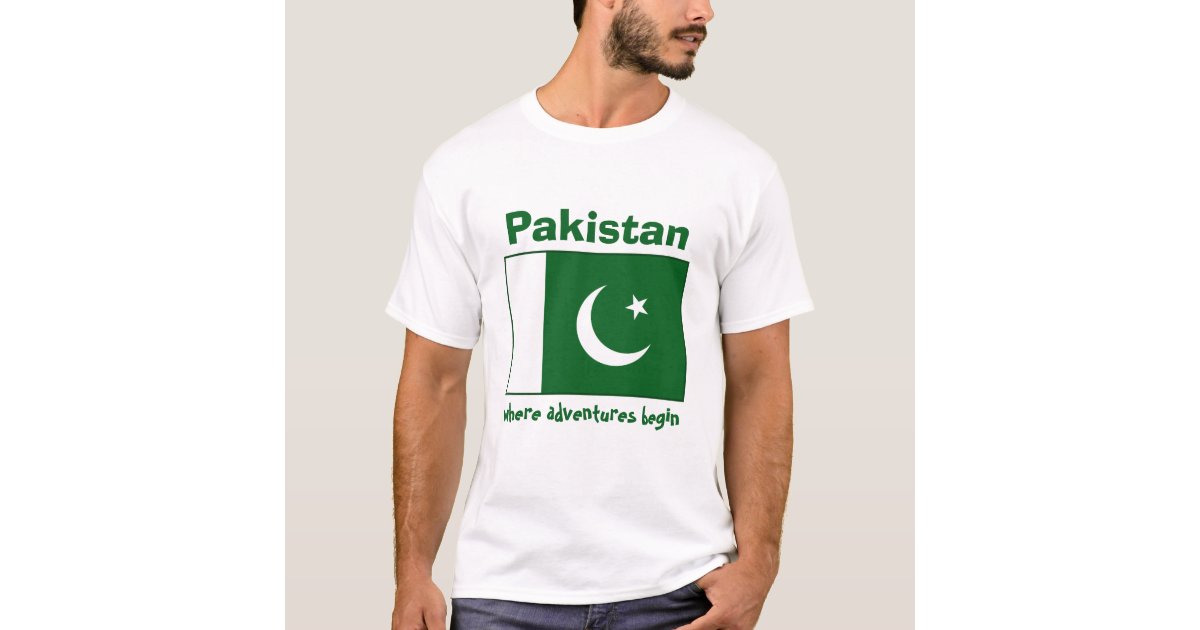 Pakistan Flag + Map + Text T-Shirt | Zazzle