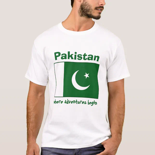 Pakistan Flag + Map + Text T-Shirt | Zazzle