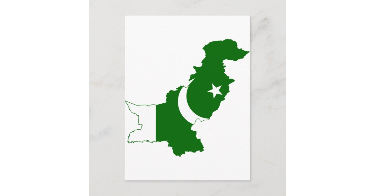 Pakistan Map Flag Postcard | Zazzle