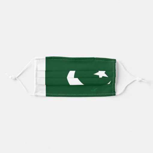 Pakistan Pakistani Flag Colors Monogrammed Adult Cloth Face Mask | Zazzle