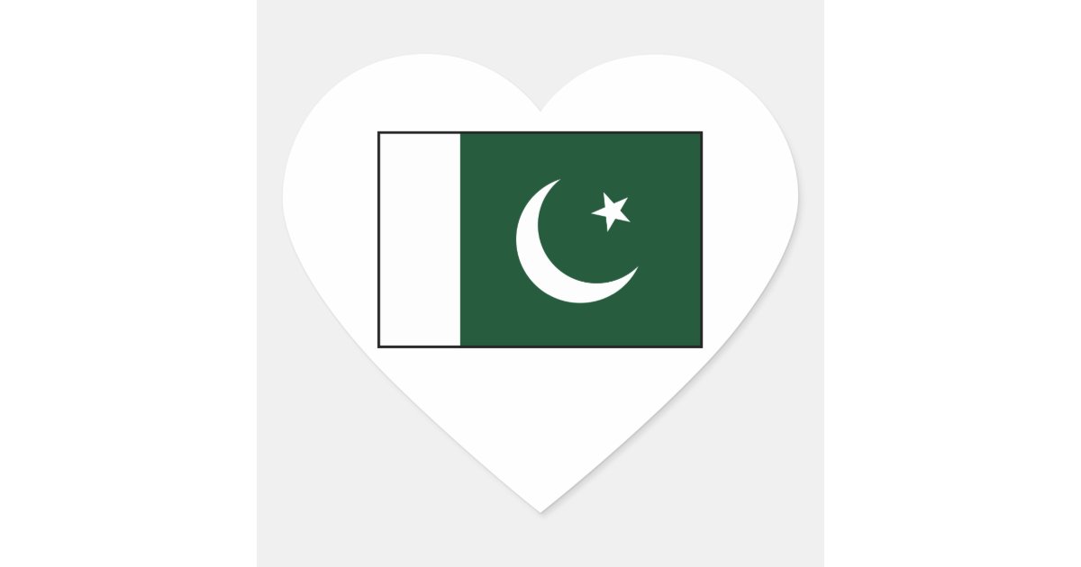 Pakistan – Pakistani Flag Heart Sticker | Zazzle