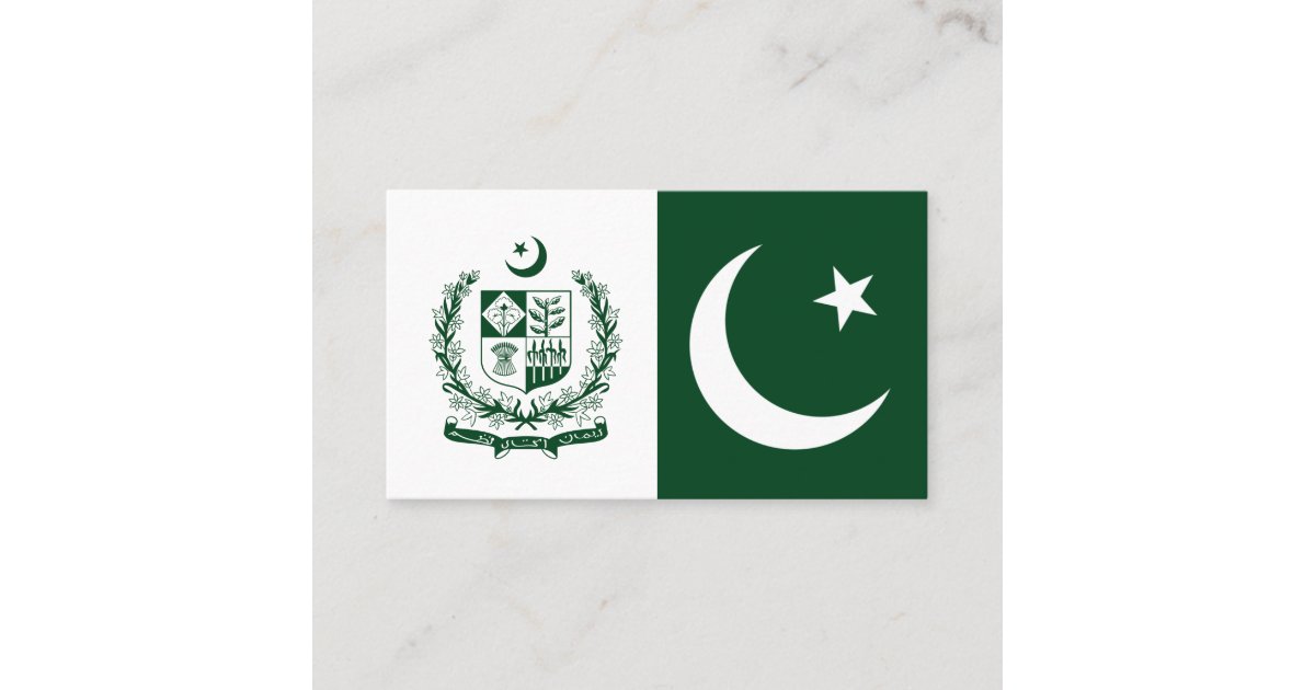 Pakistani Flag & State Emblem, Flag of Pakistan Business Card | Zazzle