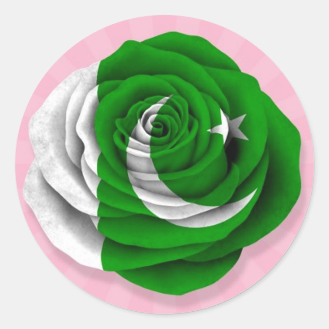 Pakistani Rose Flag on Pink Classic Round Sticker | Zazzle