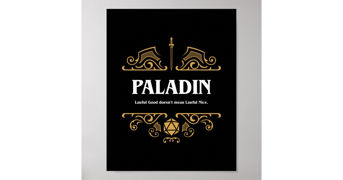 Paladin Class Tabletop RPG Gaming Poster | Zazzle