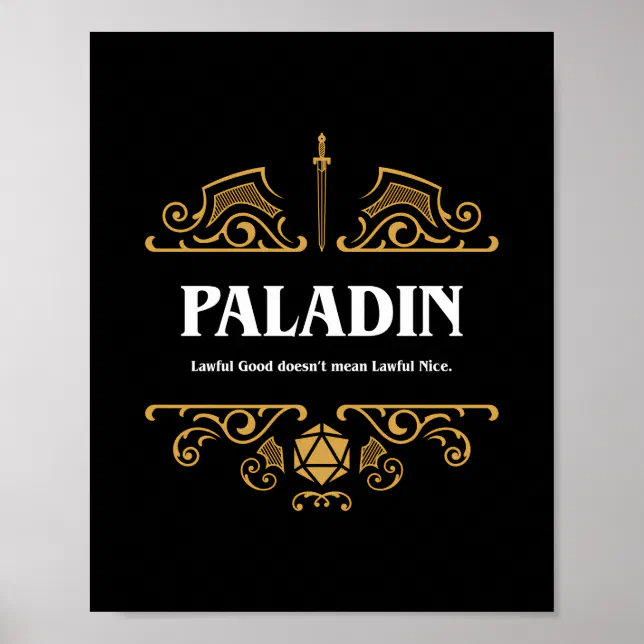 Paladin Class Tabletop RPG Gaming Poster | Zazzle